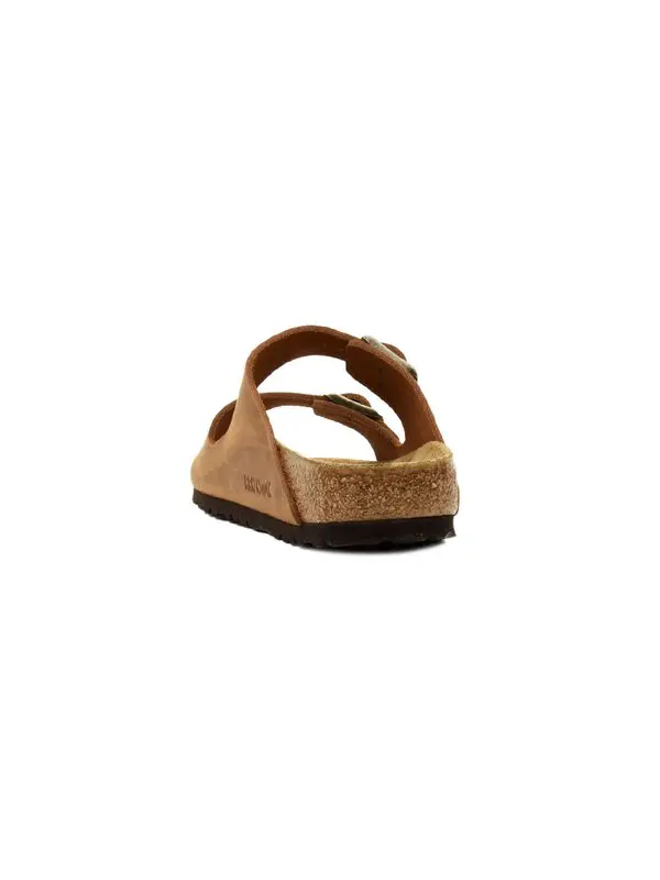 BIRKENSTOCK Arizona Nubuck Leather Sandals With Adjustable Buckles - Brandy
