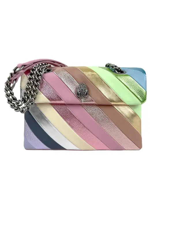 Kurt Geiger Multicolor Striped Leather Shoulder Bag With Chain Strap