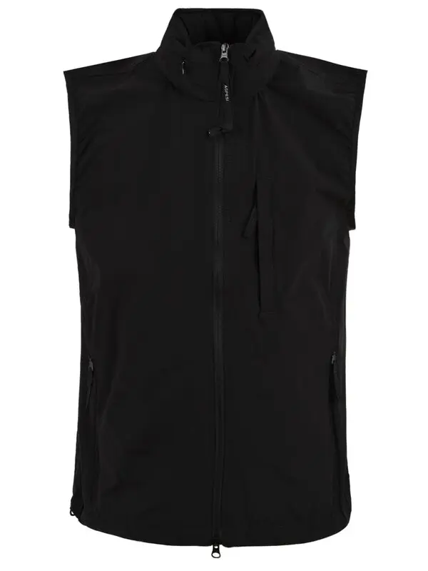 Aspesi Sleeveless Zip-up Gilet In Black Stretch Nylon - Nero