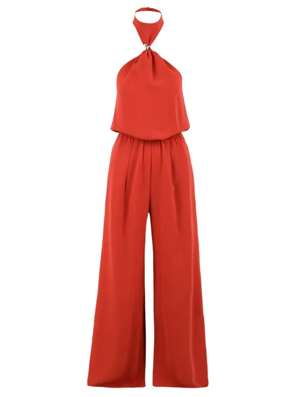 ANIYE BY Halter Neck Wide Leg Jumpsuit - Hot Pepper