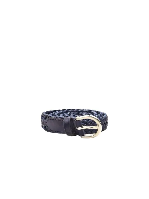 Dragon Diffusion Braided Leather Belt - Navy