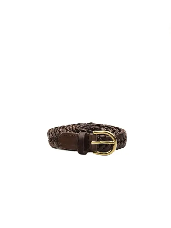 Dragon Diffusion Braided Leather Belt - Dark Brown