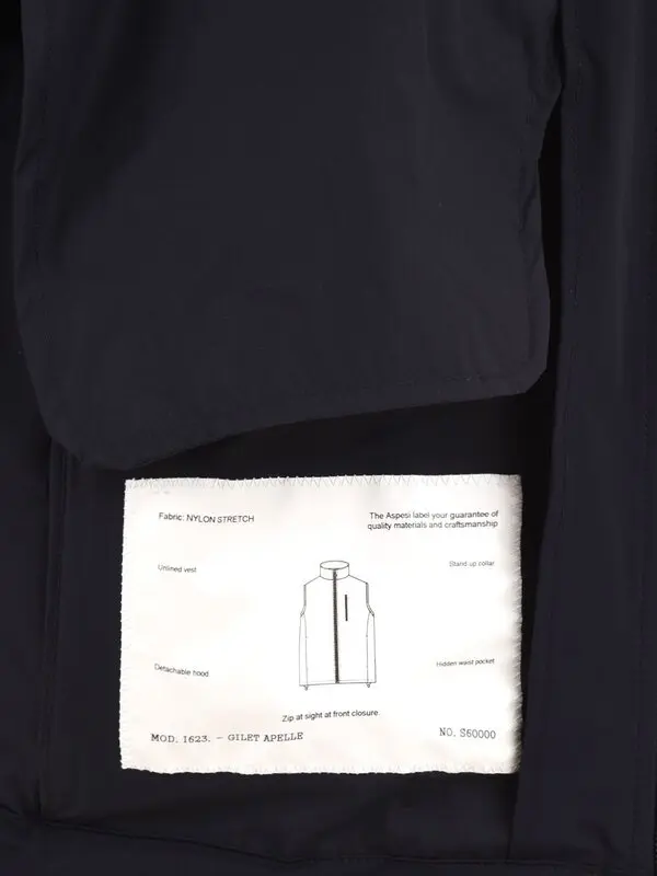 Aspesi Unlined Stretch Nylon Gilet - Navy