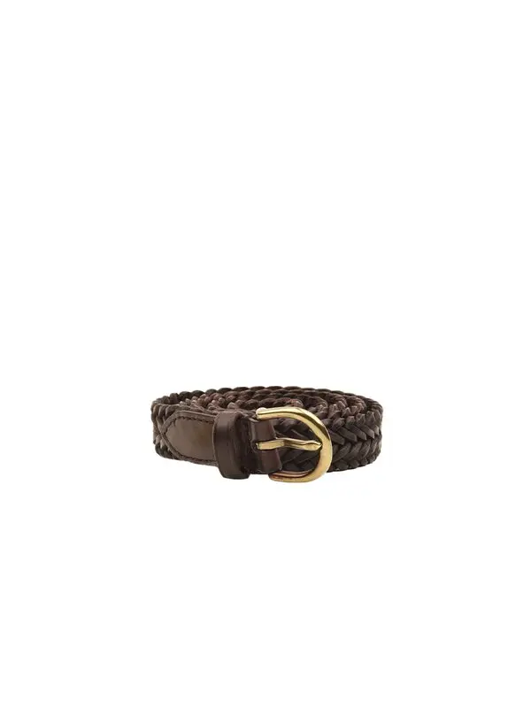 Dragon Diffusion Woven Leather Belt - Dark Brown