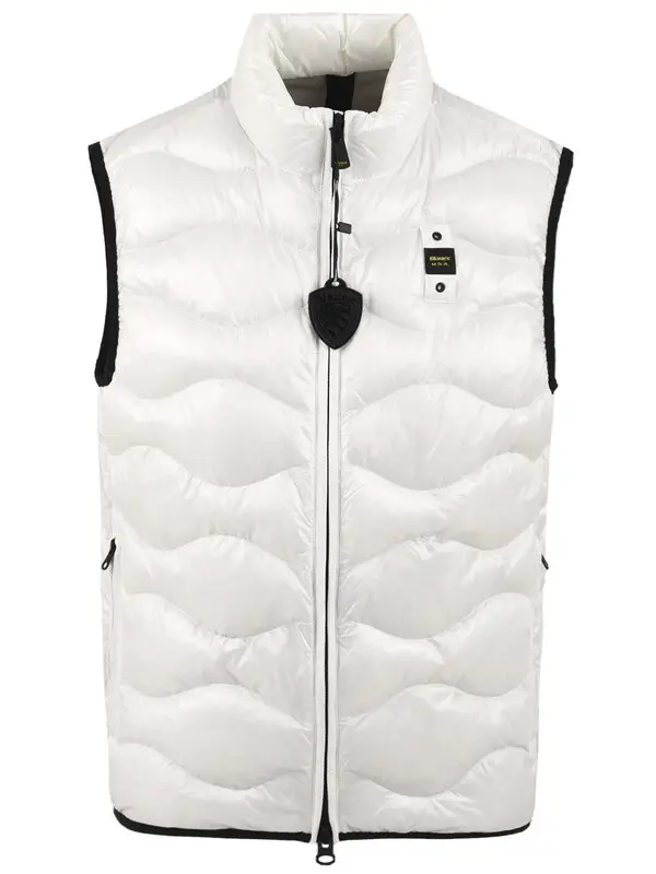 BLAUER. Padded Vest - Bianco Ottico/grigio Nebbia