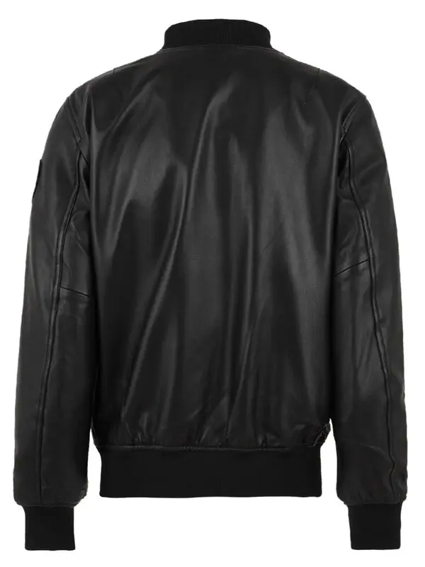 BLAUER. Leather Bomber Jacket - Nero