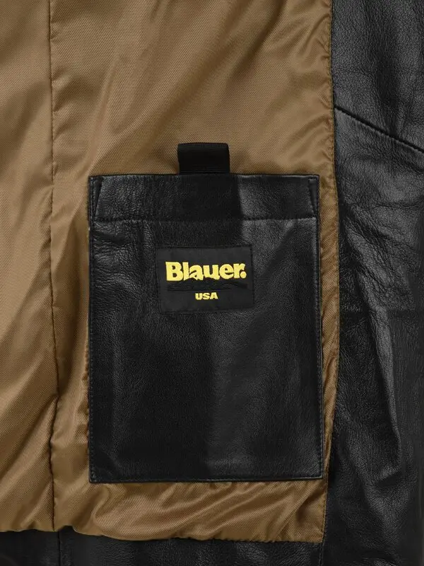 BLAUER. Leather Zip-up Jacket