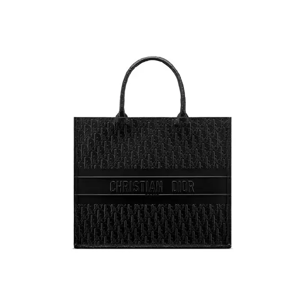 Dior Oblique Leather Tote Bag - Black