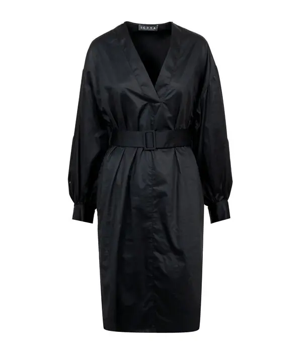 KAOS ICONA Icona Cotton V-neck Long Sleeve Belted Dress