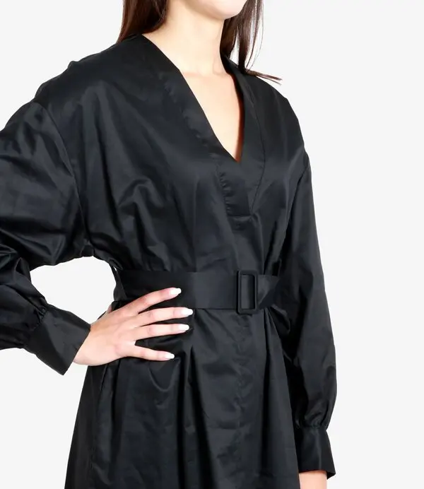 KAOS ICONA Icona Cotton V-neck Long Sleeve Belted Dress
