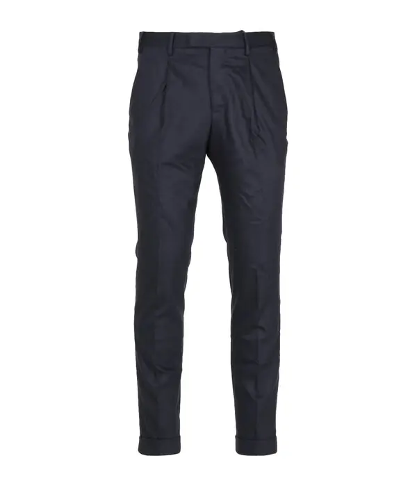 PT TORINO Wool Stretch Slim Fit Trousers With Turn-ups