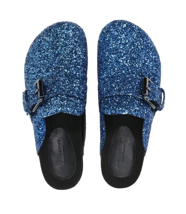 PHILOSOPHY BY LORENZO SERAFINI Glitter Buckled Calfskin Leather Sandals