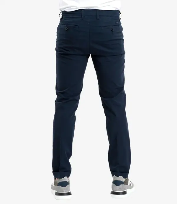 FAY Slim Fit Cotton Blend Trousers - Blue