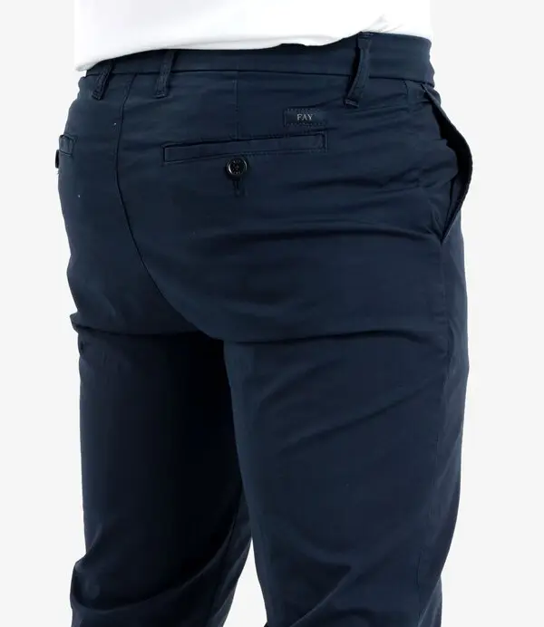 FAY Slim Fit Cotton Blend Trousers - Blue