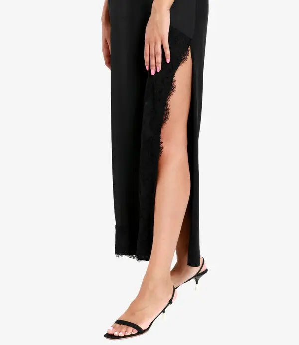 MSGM Cotton T-shirt Dress With Lace Trim - Nero