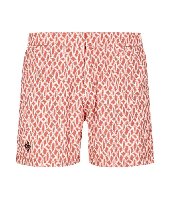 Tagliatore Geometric Print Technical Fabric Swim Shorts - Brown