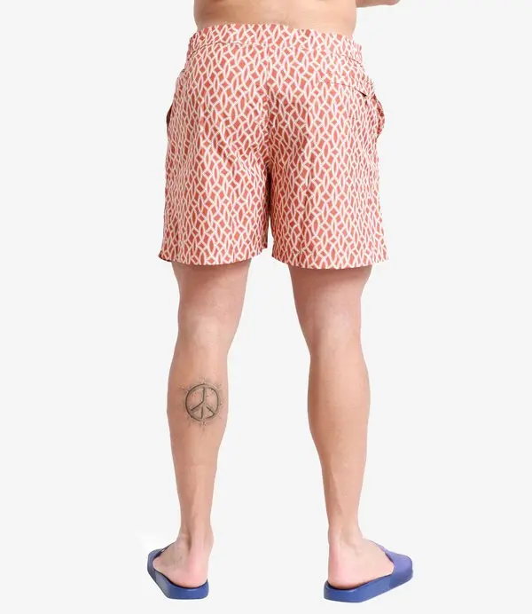 Tagliatore Geometric Print Technical Fabric Swim Shorts - Brown