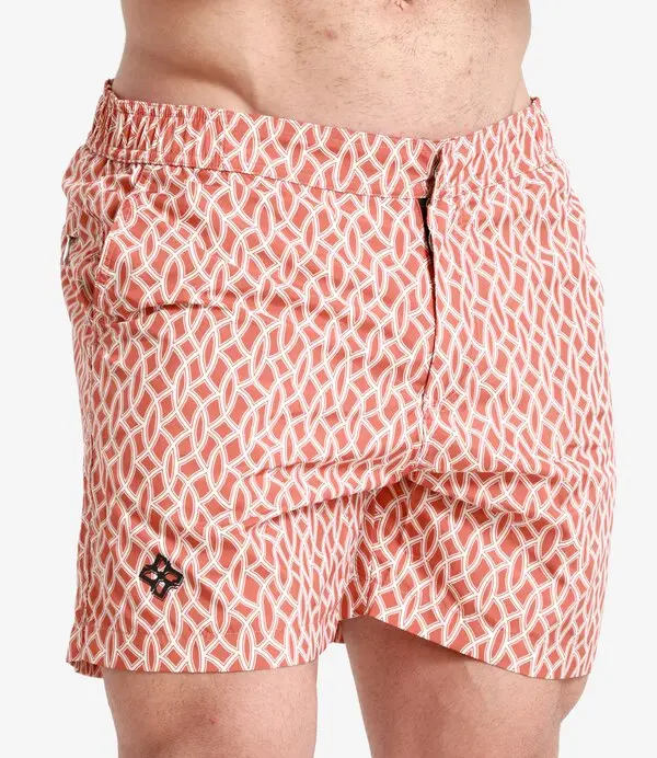 Tagliatore Geometric Print Technical Fabric Swim Shorts - Brown