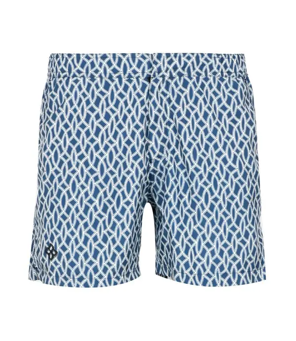 Tagliatore Geometric Print Swim Trunks - Blu Navy