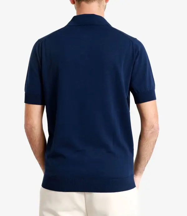 FILIPPO DE LAURENTIIS Cotton Knit Polo Shirt - Navy Blue