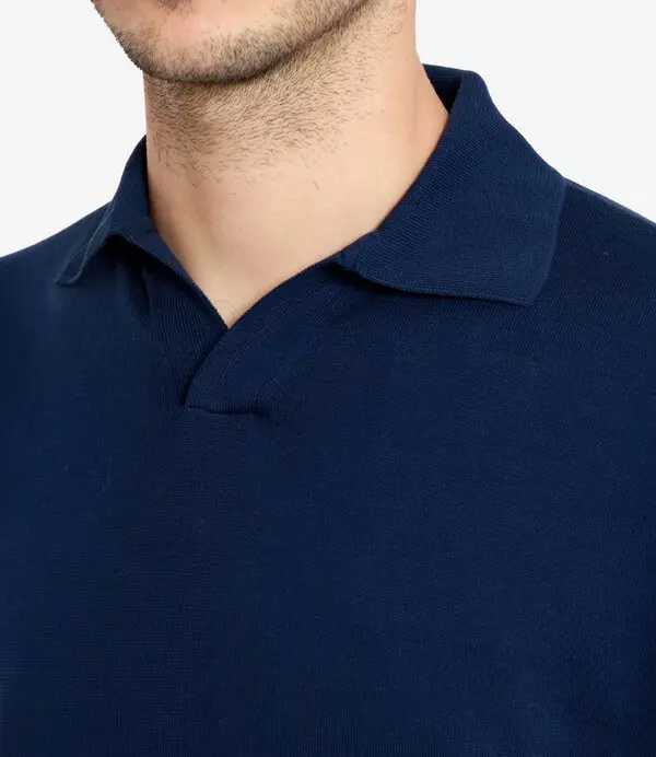 FILIPPO DE LAURENTIIS Cotton Knit Polo Shirt - Navy Blue