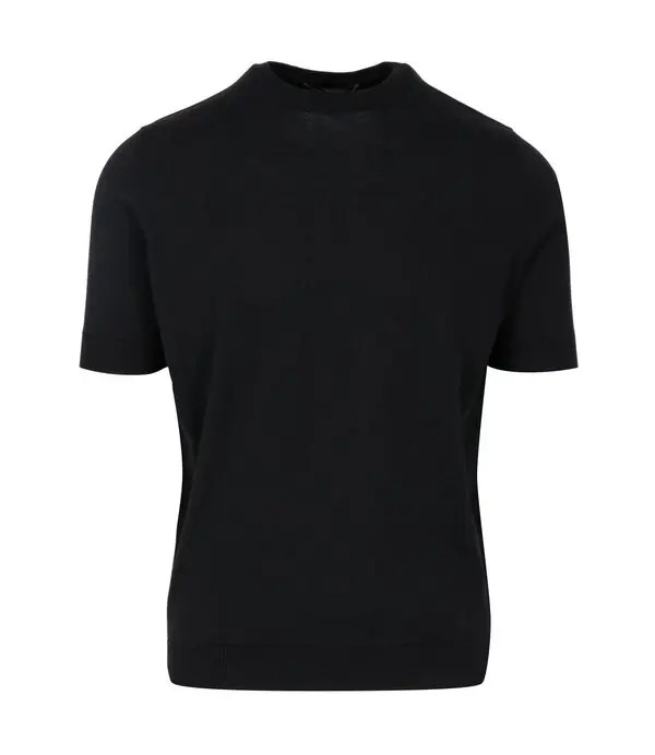 FILIPPO DE LAURENTIIS Crew Neck Short Sleeve Knit Top - Black