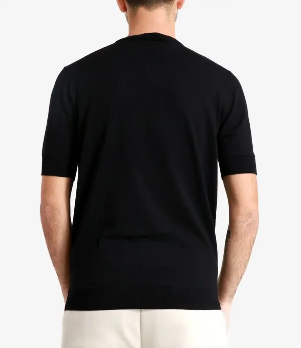 FILIPPO DE LAURENTIIS Crew Neck Short Sleeve Knit Top - Black