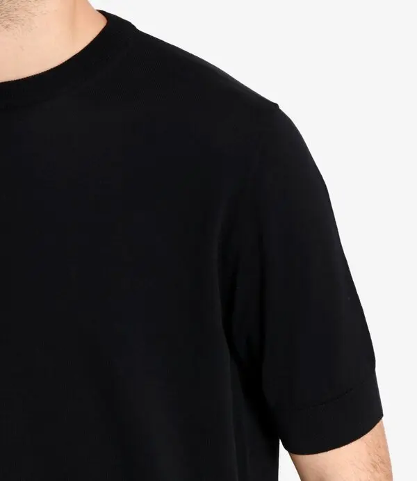 FILIPPO DE LAURENTIIS Crew Neck Short Sleeve Knit Top - Black