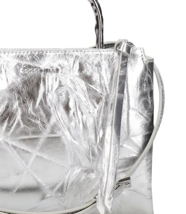 COCCINELLE Metallic Effect Leather Handbag - Silver
