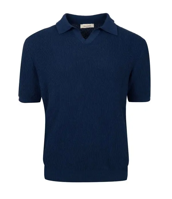 GRAN SASSO Ribbed V-neck Polo Shirt