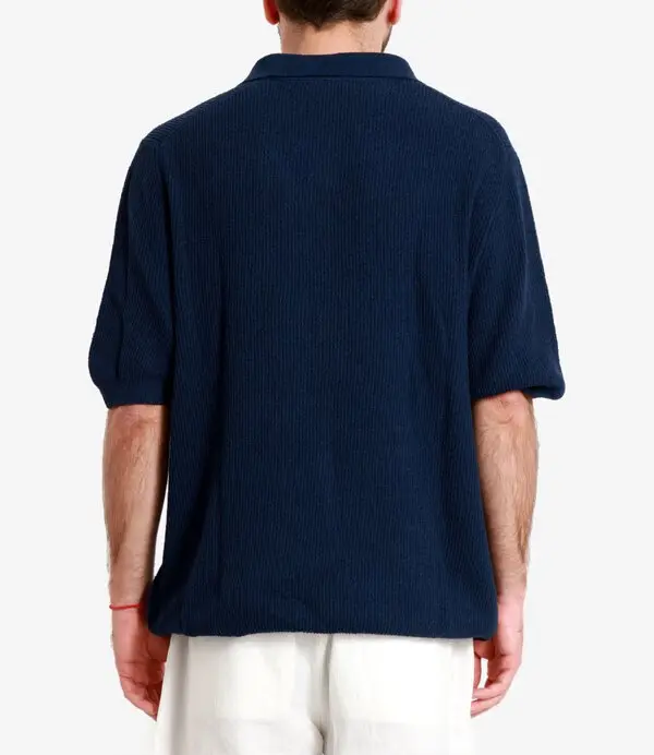 GRAN SASSO Ribbed V-neck Polo Shirt