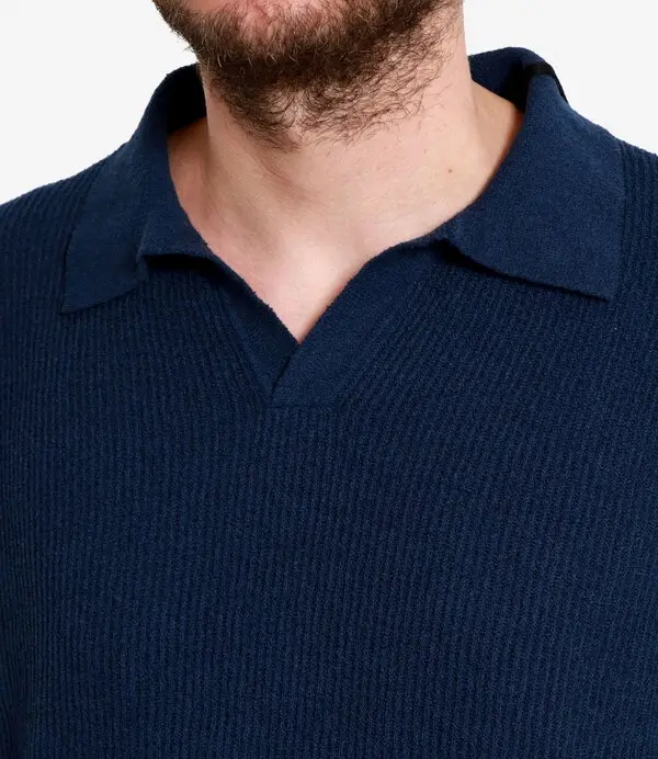 GRAN SASSO Ribbed V-neck Polo Shirt