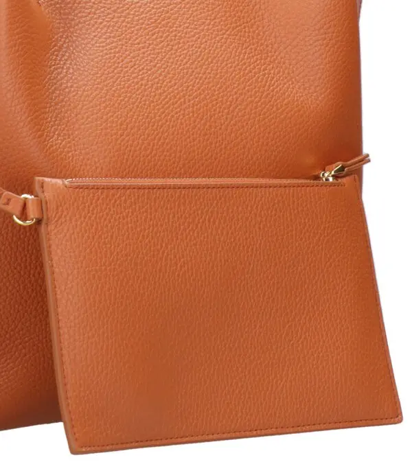 COCCINELLE Grained Leather Shoulder Bag - Clay