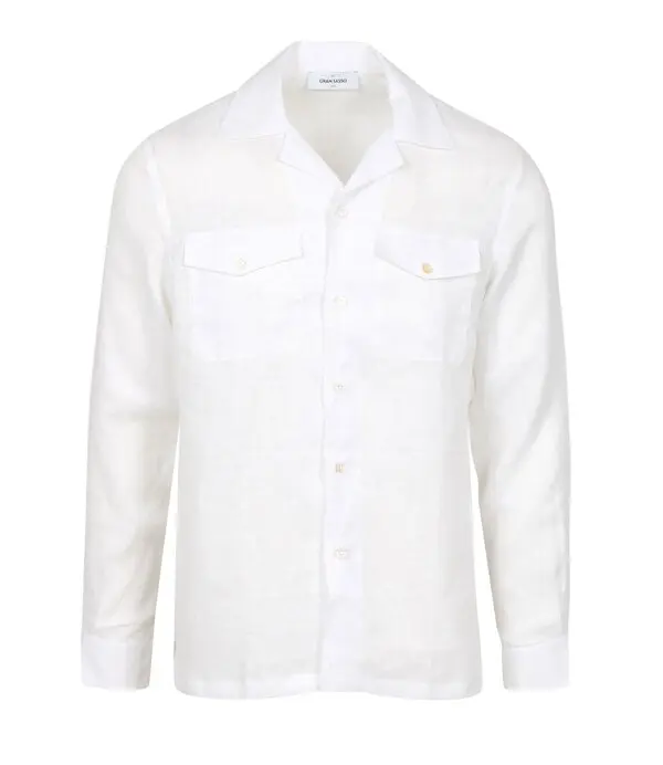 GRAN SASSO Linen Shirt With Bowling Collar And Patch Pockets