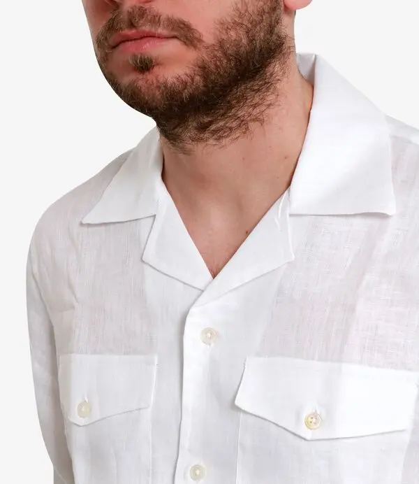 GRAN SASSO Linen Shirt With Bowling Collar And Patch Pockets