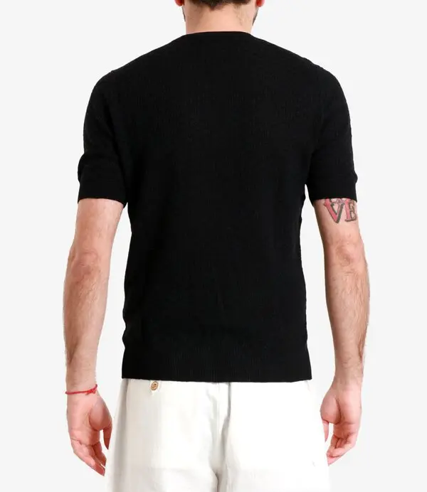 GRAN SASSO Linen & Cotton Blend Knit - Black