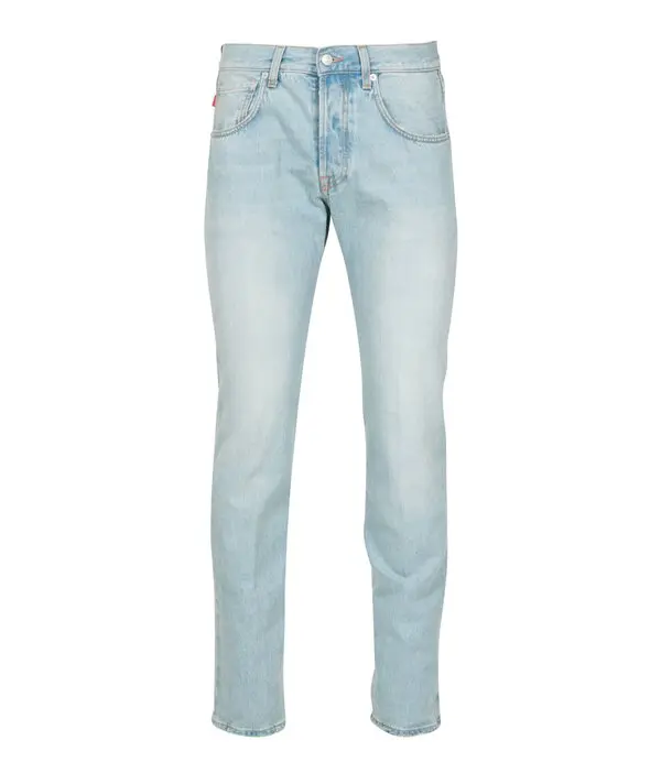 PEOPLE Light Wash Straight Leg Denim Jeans With Vintage Effect