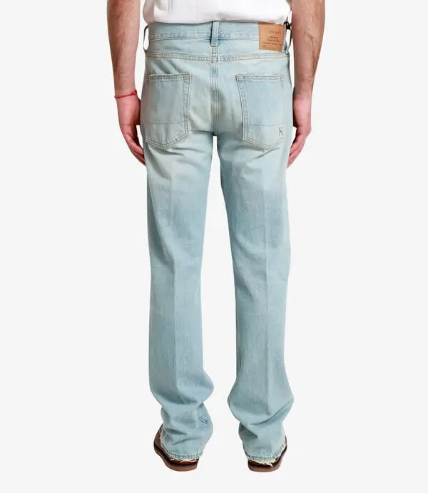 PEOPLE Light Wash Straight Leg Denim Jeans With Vintage Effect