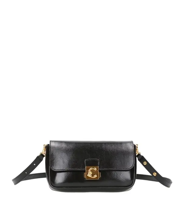 COCCINELLE Leather Shoulder Bag With Gold Logo - Black