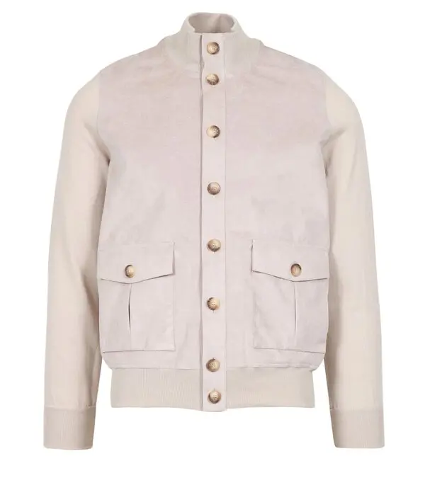 GRAN SASSO Alcantara And Organic Cotton Jacket With Ribbed Collar And Pockets