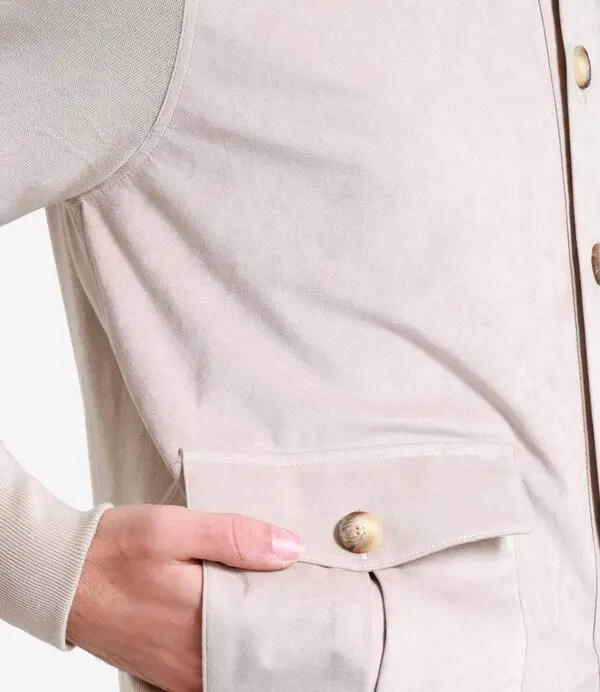 GRAN SASSO Alcantara And Organic Cotton Jacket With Ribbed Collar And Pockets