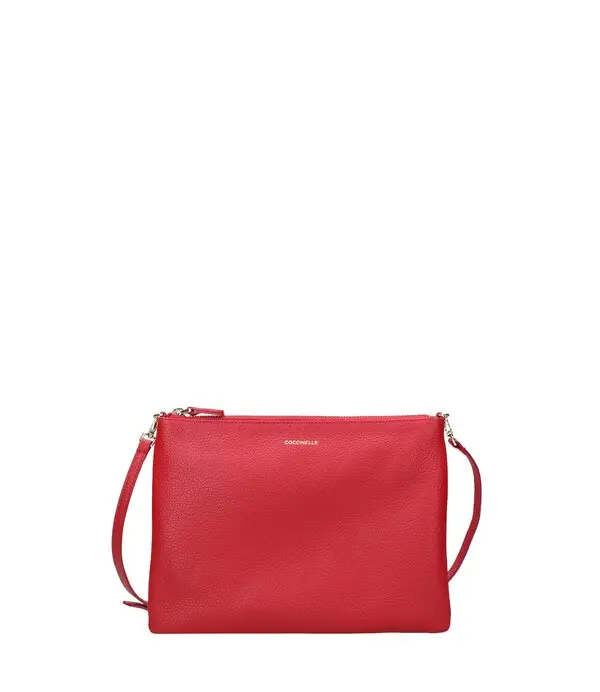 COCCINELLE Grained Leather Shoulder Bag - Red