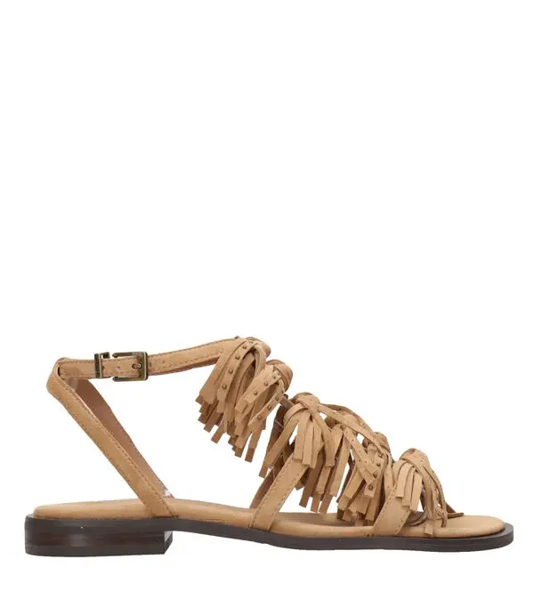 Ash Suede Knotted Fringe Sandals With Studs