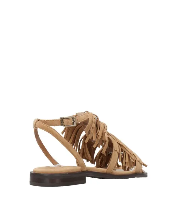 Ash Suede Knotted Fringe Sandals With Studs