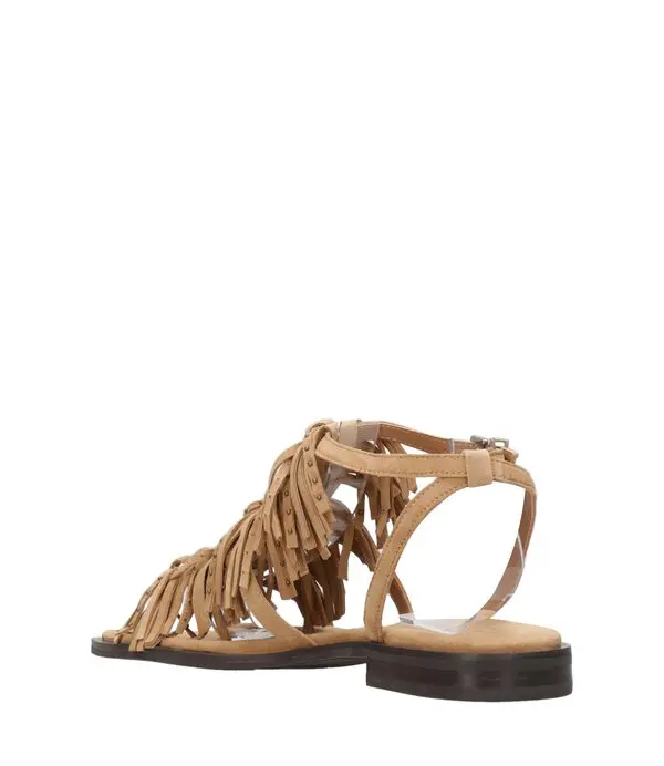 Ash Suede Knotted Fringe Sandals With Studs