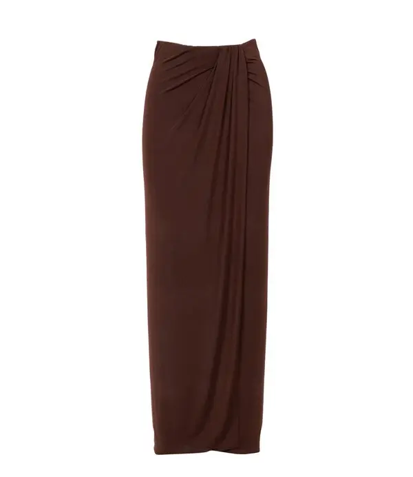 Andamane Draped Jersey Maxi Skirt - Brown