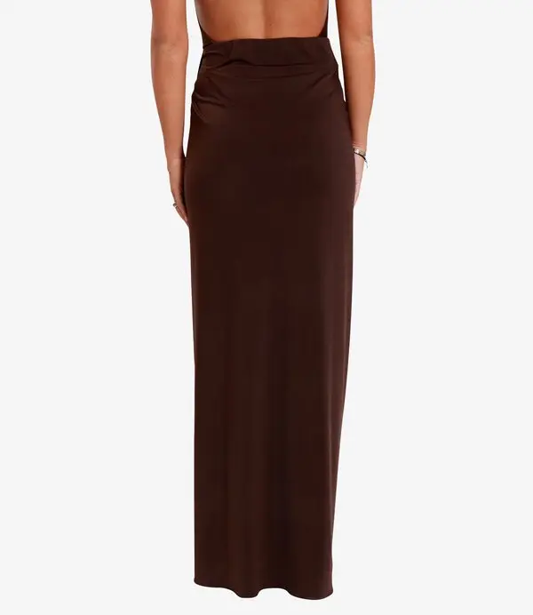 Andamane Draped Jersey Maxi Skirt - Brown