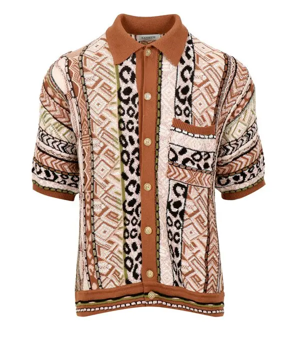 LANEUS Jacquard Knit Polo Shirt