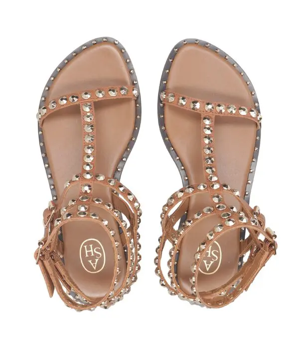 Ash Studded Leather Gladiator Sandals - Cinnamon