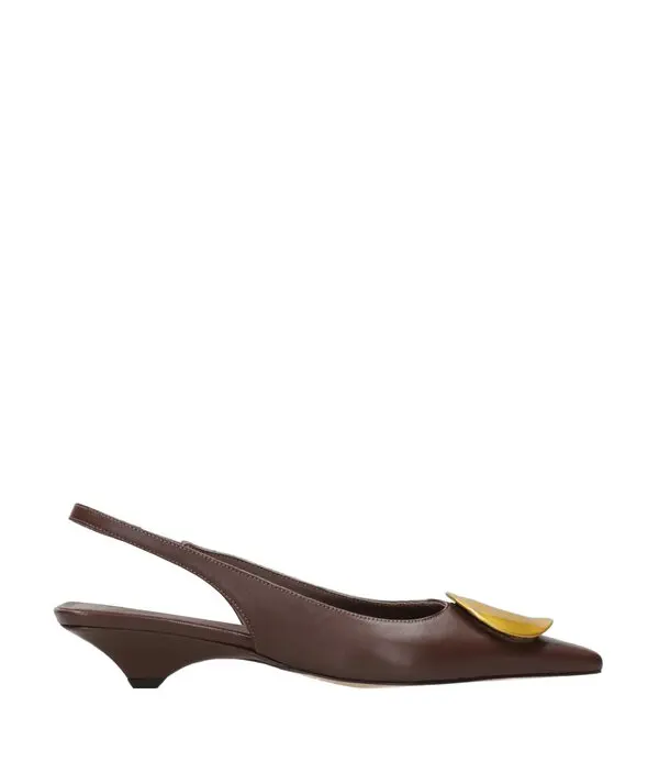 VIC MATIE Slingback Shoes With Geometric Detail - Brown